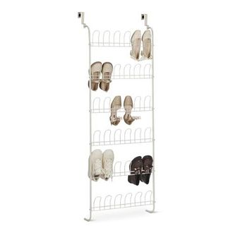 Amazon Basics T&uuml;r-Schuhregal aus Metall, f&uuml;r 18 Paar Schuhe, Wei&szlig;, 56 x 14 x 153 cm