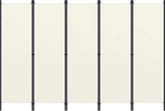vidaXL Cloison de Séparation 5 Panneaux Séparateur de Pièce Diviseur Ecran dIntimité Paravent Chambre à Coucher Maison Intérieur Blanc 250x180 cm