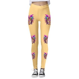 Generic Collants thermiques pour femmes, hommes, femmes, mode, d&eacute;contract&eacute;, carnaval, imprim&eacute;, sport, leggings longs, jaune, XXL