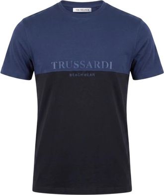 Trussardi Beachwear Zweifarbiges T-Shirt - - Tops - Herren - Blau - XL