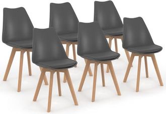 IDMarket Lot de 6 chaises scandinaves SARA Gris fonc&eacute; pour Salle &agrave; Manger
