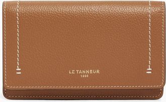 Le Tanneur Porte cartes &agrave; rabat moyen mod&egrave;le Louison en cuir grain&eacute;