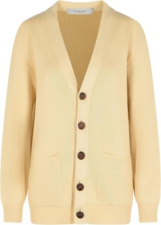 Golden Goose Cardigan coton beige doie dorée