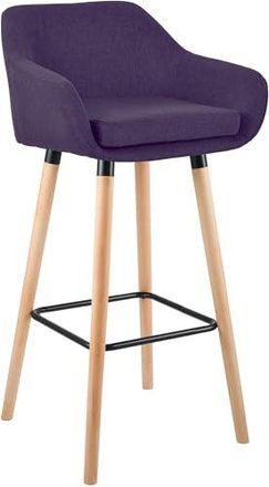 Clp Tabouret de Bar rembourré avec Dossier Grant, Chaise de Bar avec revêtement en Tissu, Structure en Bois supportant jusquà 150 kg, Couleur:Violet