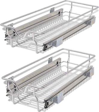 vidaXL 2x Panier en Treillis Métallique Argenté Cuisine Panier à Vaisselle