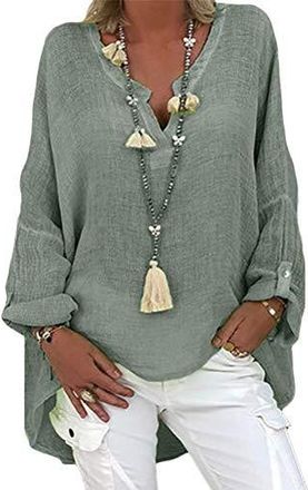 Onsoyours Top Blouse Ete Femme Longue Boheme De Plage Sexy Mode Pas Cher Chic Manches Longues Solides Vintage Top Blouse Longues D Vert Armée 48