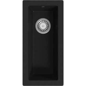 vidaXL K&uuml;chensp&uuml;le mit &Uuml;berlauf Schwarz Granit vidaXL