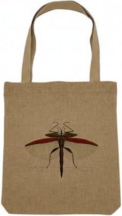Fabulous Sac Shopping Tote Bag Aspect Lin - Vintage Insecte Botanique Collage Nature Illustration G&eacute;ometrie - Sac de Courses Toile Epaisse 360g Beige Naturel C