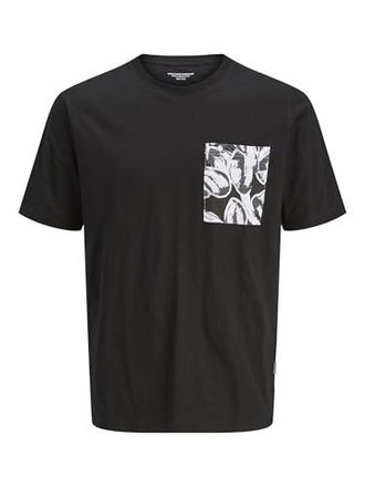 Jack & Jones Jorsplit AOP Pocket Tee SS Crew Neck, Noir, XL
