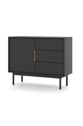 Boxxx Kommode Viva, Schwarz, Metall, 1 F&auml;cher, 3 Schublade(n) Schubladen, 104x82x39 cm, Typenauswahl, Beim&ouml;bel erh&auml;ltlich, stehend, Wohnzimmer, Kommoden & S