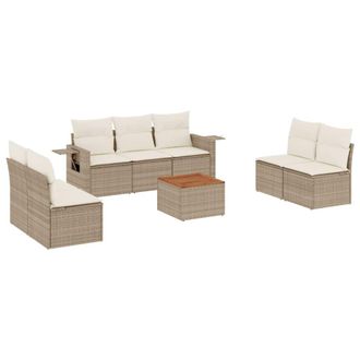 vidaXL Vidaxl - Set Divano Da Giardino 8 Pz Con Cuscini Beige In Polyrattan