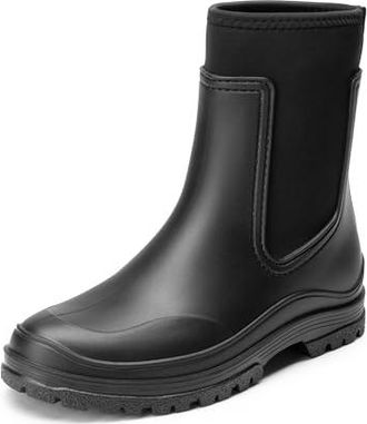 Dream Pairs Bottes de Pluie pour Femmes Imperméable Bottines Polyvalentes et Pratiques SDRB2406W-E,Size 38,Noir,SDRB2406W-E