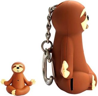 Generic Porte-cl&eacute;s paresseux - Porte-cl&eacute;s pendentif paresseux en m&eacute;tal, anneau fendu solide, poign&eacute;e confortable polie robuste | Breloque Portable pour porte-