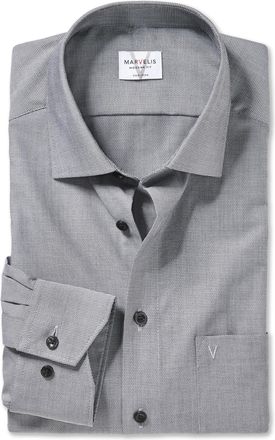 Marvelis Herren Oberhemd Langarm Dern-Fit,Einfarbig,13 New Kent,schwarz 68,43