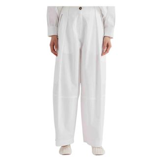 Meimeij Femme, Pantalons, Blanc, Taille: 46 FR Pantalon Large avec Poches Plaqu&eacute;es Lat&eacute;rales