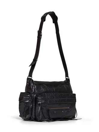 Balenciaga Mens Crossbody Bag Le City Black Goatskin Handbags Hand
