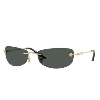 Versace unisex, Accessoires, Jaune, Taille: 60 MM Lunettes de soleil rectangulaires avec double logo m&eacute;duse