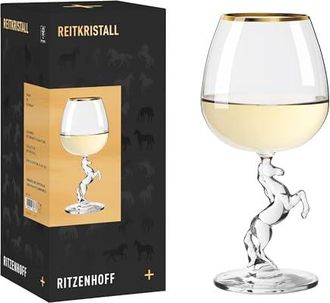 Ritzenhoff 9012002 Cocktail Glas 500 ml, Serie Reitkristall - mit Goldrand und Stiel in Form eines steigenden Pferdes - Made in Germany