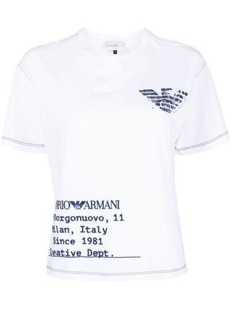 Emporio Armani t-shirt en coton &agrave; logo imprim&eacute; - Blanc