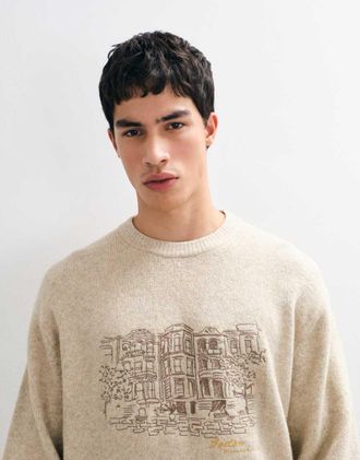 Abercrombie & Fitch pull en maille &agrave; col montant Boston couleur cr&egrave;me-Neutre