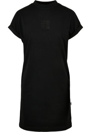 Urban Classics Ladies Cut On Sleeve Printed Tee Dress, Black/Black, XL