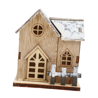 Hemobllo Leuchtendes LED Holzhaus Weihnachten Kleine Weihnachts Schreibtischdekoration Kreative Festliche Wohndeko f&uuml;r Zuhause und B&uuml;ro