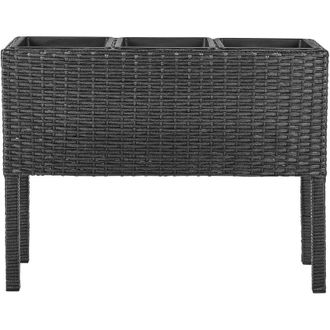 Beliani Beliani - Bac &agrave; Fleurs Sur&eacute;lev&eacute; en Polyrotin Noir et Acier 77 x 28 cm sans Trou de Drainage Caragana