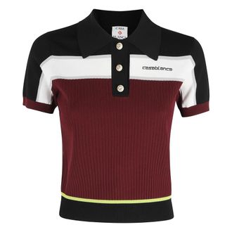 Casablanca Femme, Tops, Rouge, Taille: 40 FR Polo &agrave; Manches Courtes Ray&eacute;