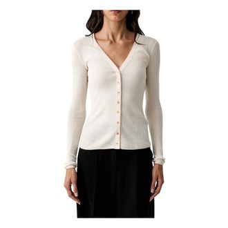 Elisabetta Franchi Femme, Pulls, Beige, Taille: 40 FR Cardigan en Laine