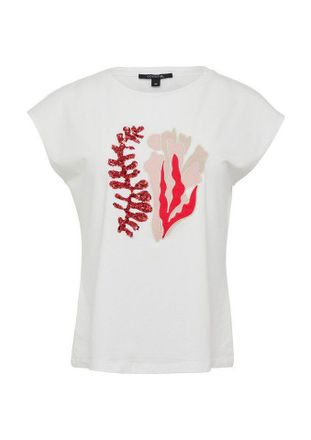 Comma Kurzarmshirt T-Shirt Jersey-T-Shirt mit Pailletten und Artwork