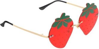 Soimiss Lunettes de Soleil Sans Monture Forme Fraise pour Femme Protection UV Design Ludique et Léger Accessoire Chic pour Fêtes et Activités Extérieures