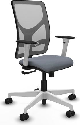 Piqueras y Crespo Schreibtischstuhl aus grauem Netzstoff, mit wei&szlig;en und schwarzen Armlehnen, h&ouml;henverstellbare Lendenwirbelst&uuml;tze, 3 Positionen, Grau/Grau