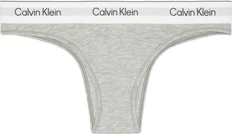 Calvin Klein Damen Brazilian Slip mit Logobund, Grau (Grey Heather), XS