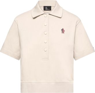 Moncler Moncler Logo Patch Cotton Polo Shirt, Women, White, Size: L