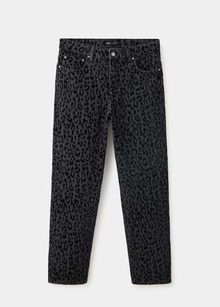 Mango Jean droit imprim&eacute; gris denim - Femme - 32 - MANGO