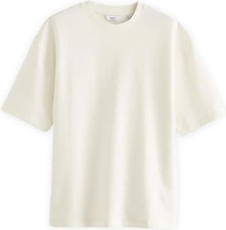 Next T-Shirt Homme Col Ras du Cou en Coton Épais - Coupe Décontractée Texture écru XXL