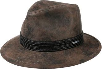 Stetson Chapeau en Cuir Jacky Pigskin Homme - pour avec Doublure Automne Ete Printemps Hiver Printemps-ete - XL (60-61 cm) Marron