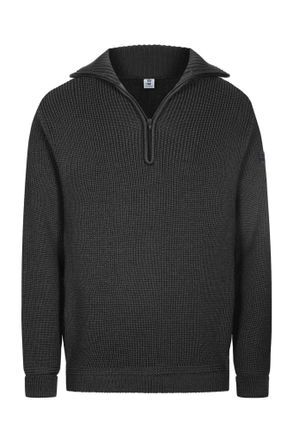 Hanseheld Troyer Merino Anthrazit GOTS 54 | GOTS Zertifiziert | Bio | Pullover | Troyer-Kragen mit Rei&szlig;verschluss | 100% Schurwolle | Made in Germany | Strickpu