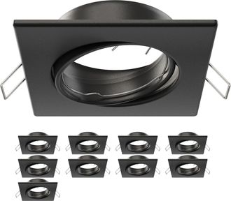 LEDs Com 10 Stück Deckeneinbaurahmen RIR, eckig, schwenkbar, schwarz matt