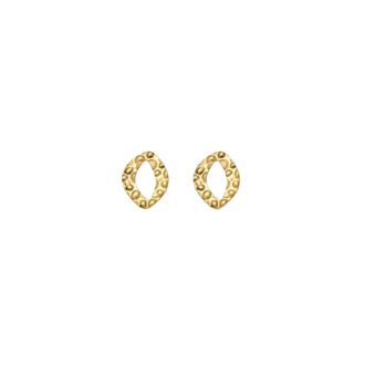 Dansk Copenhagen Ragna Waterproof 18K Gold Plated Post Earring - Hammered Stainless Steel - Femme - Accessoires - Jaune - Taille: ONE Size