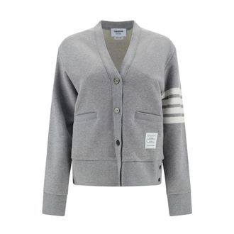 Thom Browne Gestreifter Baumwoll-Cardigan mit Knopfverschluss - - Knitwear - Damen - Grau - L
