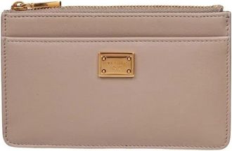 Dolce & Gabbana Portemonnaie - Plonge Leather Card Holder Taupe - Gr. unisize - in Rosa - f&uuml;r Damen