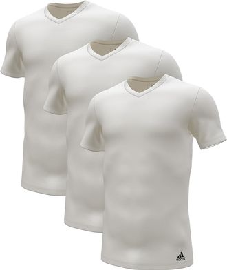 adidas Adidas Herren kurzarm Unterhemd (3er Pack) V- Ausschnitt T- Shirt (Gr. S - 3XL), Wei&szlig;, XL