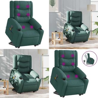 vidaXL vidaXL Massagesessel mit Aufstehhilfe Dunkelgr&uuml;n Stoff