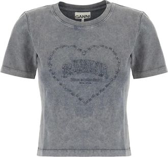 Ganni Femme, Tops, Gris, Taille: 38 FR T-Shirt