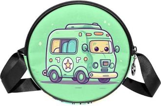Generic Ambulance Petit sac &agrave; bandouli&egrave;re circulaire pour femme avec fermeture &eacute;clair et bretelles r&eacute;glables Style d&eacute;contract&eacute;