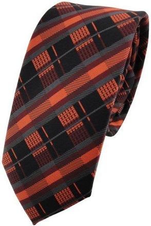 TigerTie &eacute;troit cravate orange cuivre anthracite noir ray&eacute; - Tie