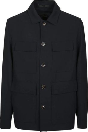 Montecore Homme, Vestes, Bleu, Taille: M Veste chemise &agrave; poches &agrave; rabat