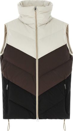 Kiton Chevron-Quilted Color-Block Padded Vest - Black