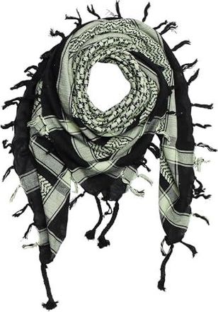Freak Scene Kufiya - noir - vert-menthe verte - 100 x 100 cm - Shemagh - foulard Arafat palestinien - keffieh en coton